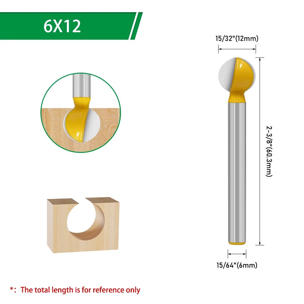 Фреза LAVIE с шариковым наконечником и хвостовиком 6 мм — с покрытием для гладкой 3D-резьбы по дереву, рельефных работ и контурирования C06045