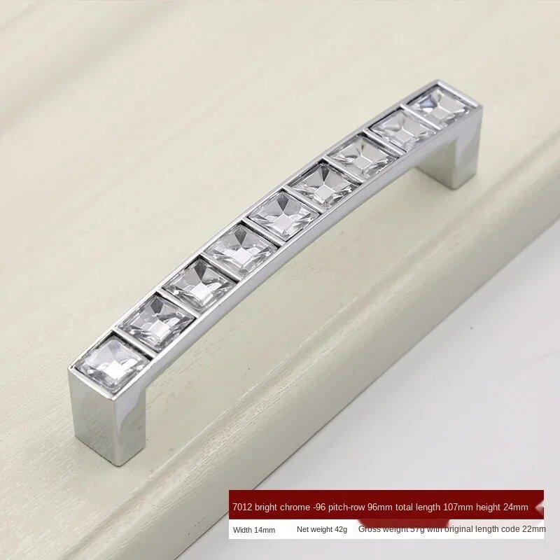 Мебельные ручки Odavis серебристые хрустальные 96mm