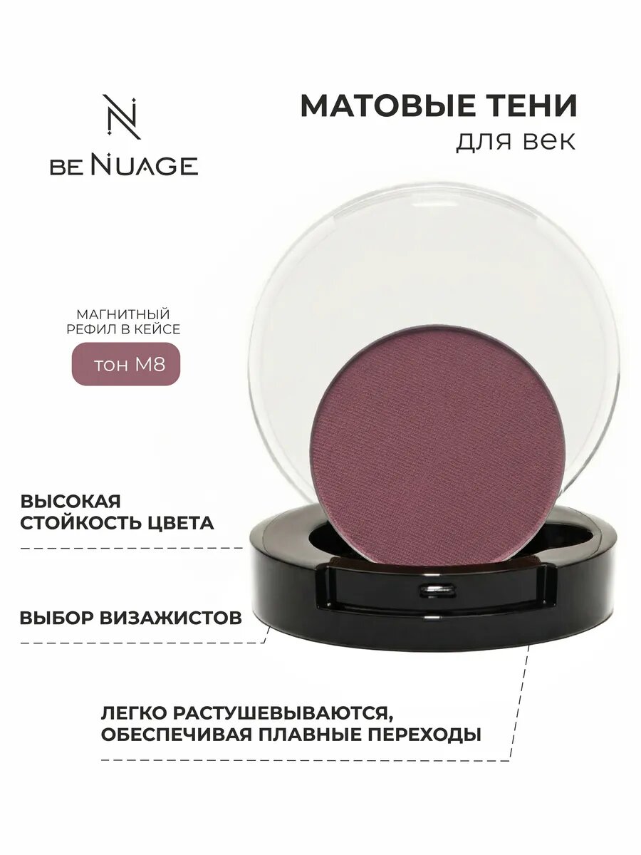 Тени матовые пурпурно-красные BeNuage для век, профессиональные, для всех типов кожи
