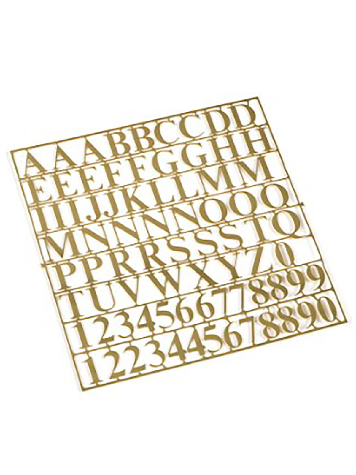 Латинские буквы и цифры высотой 10 мм, фототравление, латунь, Amati
