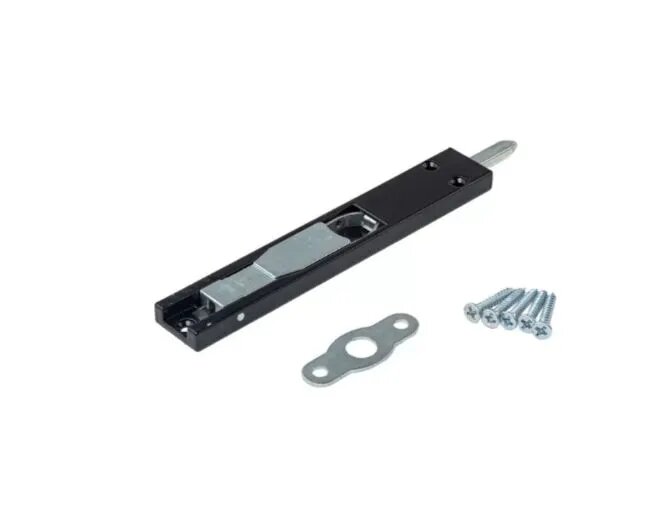 Шпингалет накладной (ригель, фиксатор) для пластиковых и алюминиевых дверей 140*22*8 мм (чёрный)