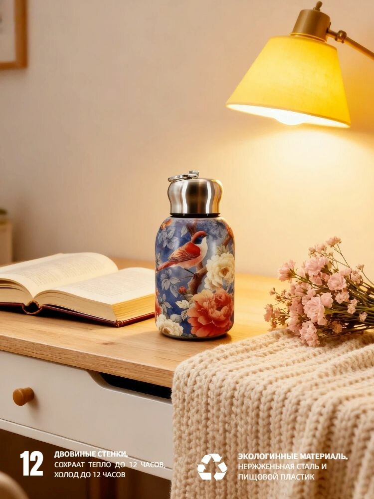 Вакуумная колба из нержавеющей стали, ретро-мода, легкая и компактная, можно положить в пакет, 0,3 литра, 1шт