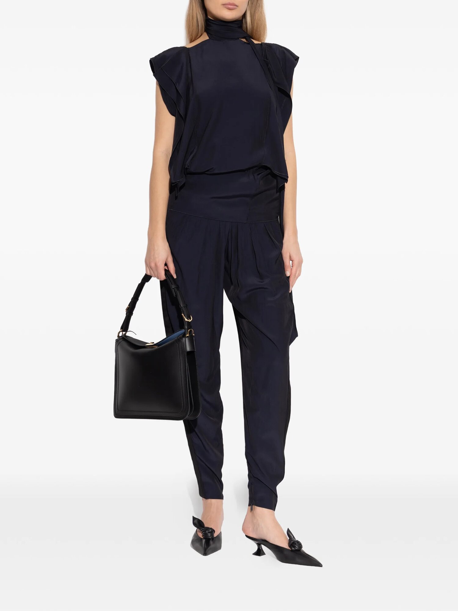 Топ Lanvin Ruffled top, размер 34, синий — фото 1