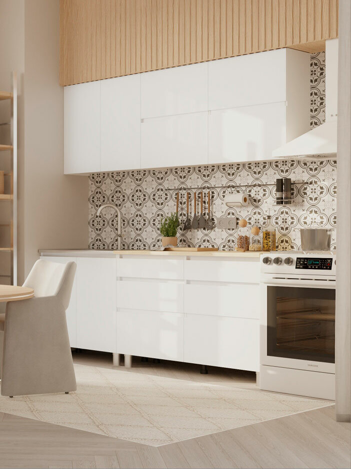 Кухонный гарнитур Одри Симпл 2 м, мебель для дома и кухни, Белый / столешница Дуб Сонома