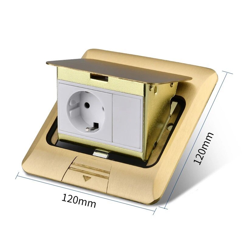 Напольная розетка EU Socket-Gold 120x120 мм