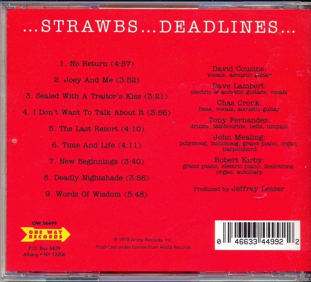 STRAWBS - Deadlines 1978 г. Компакт диск — фото 1