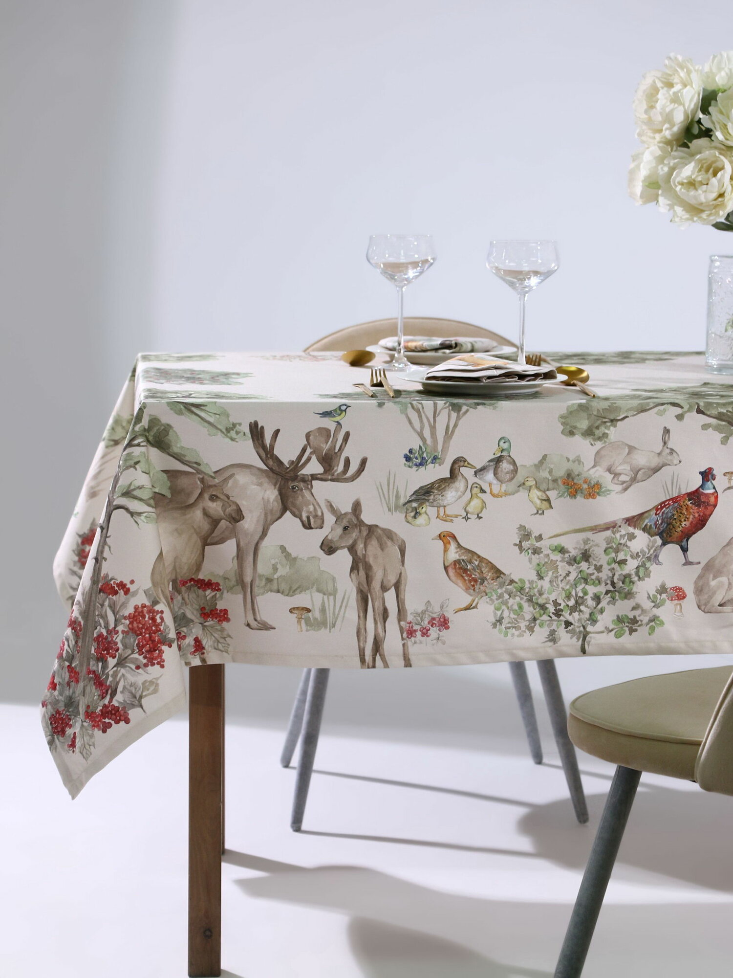 Набор кухонный Forest landscape: скатерть 148x218+-2 см с гмво, салфетка 40x40 см - 12 шт.