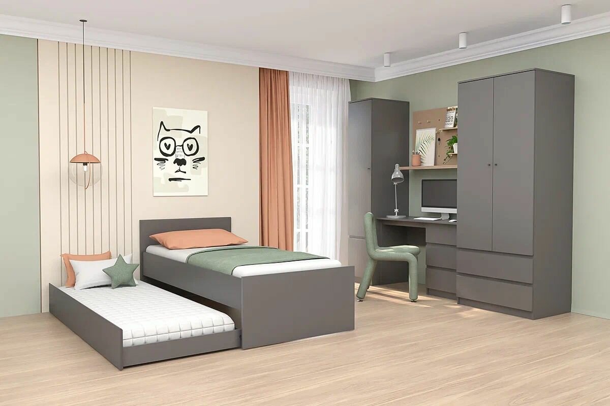 Комплект мебели для спальни Кэт-1 (comp. 5) Графит/Графит