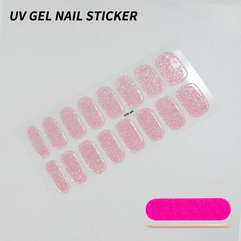 Розовые УФ-гелевые наклейки для ногтей MAFANAILS NL-HP-035, 22шт