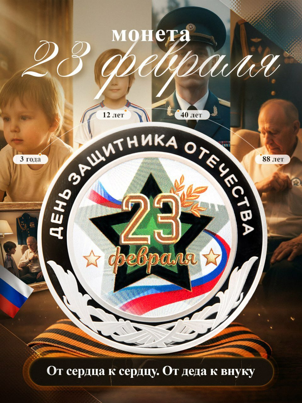 Сувенирная медаль 23 февраля подарок мужчине, памятная монета, патриотический сувенир, День защитника Отечества