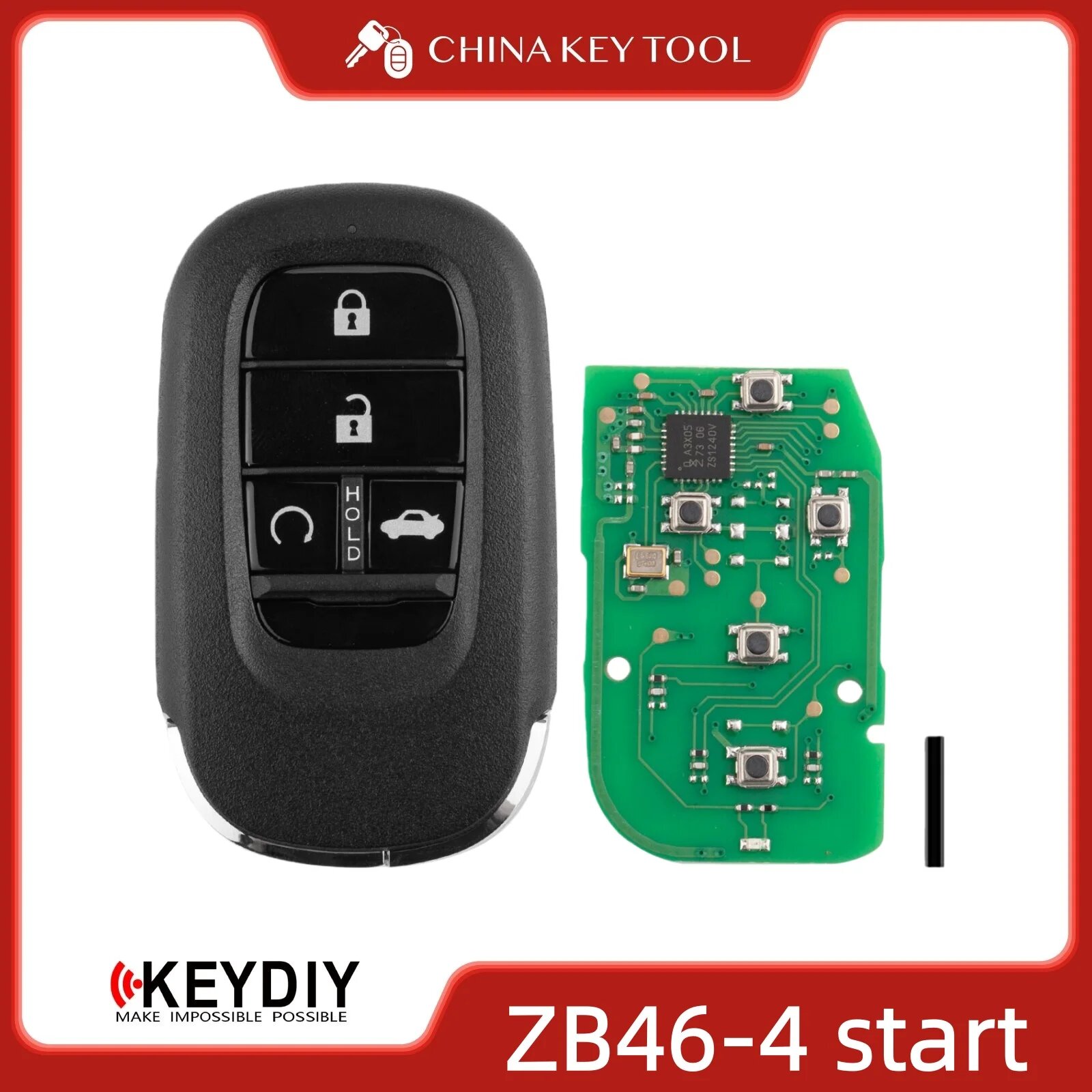 KEYDIY KD ZB46-4 (Старт) Универсальный интеллектуальный дистанционный ключ, 4 кнопки, совместимые с типом Honda