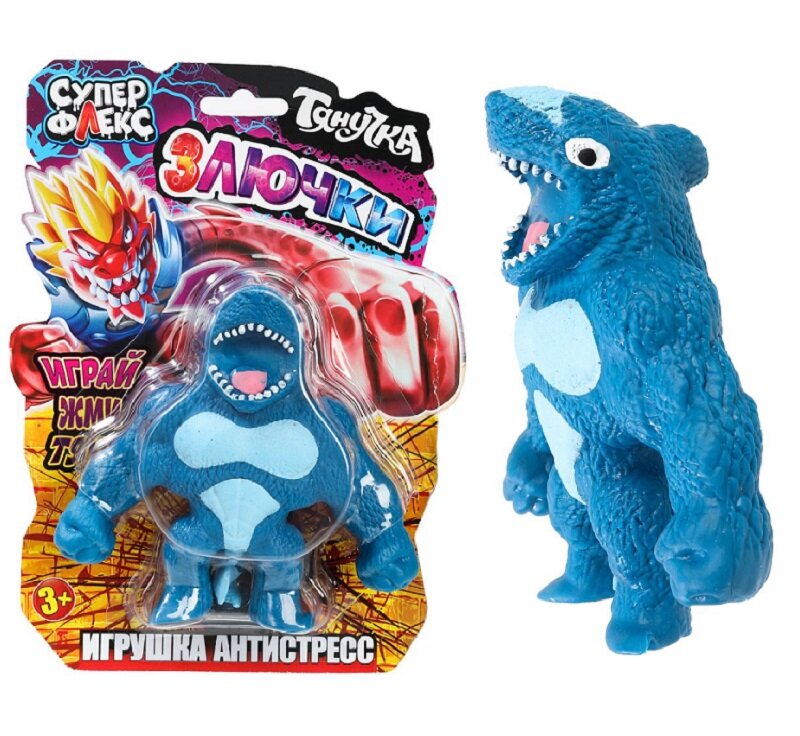 Игрушка-тянучка Супер Флекс Злючки, длина 15 см, синий, от 3 лет
