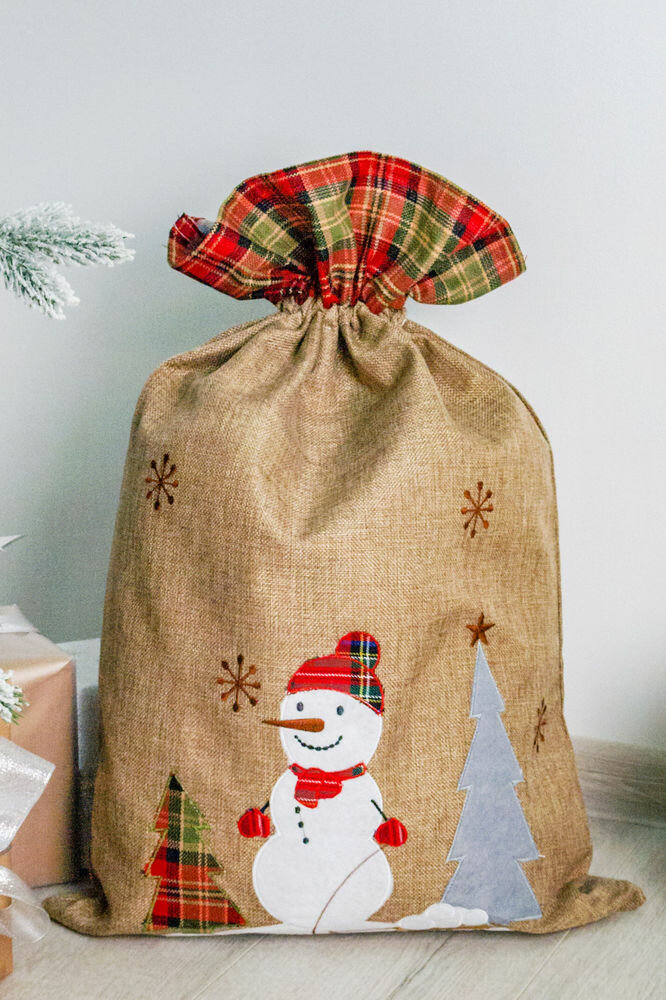 Мешок для подарков зима ПО-шотландски - санта, джут, 70 см, Koopman International AAF518060-1