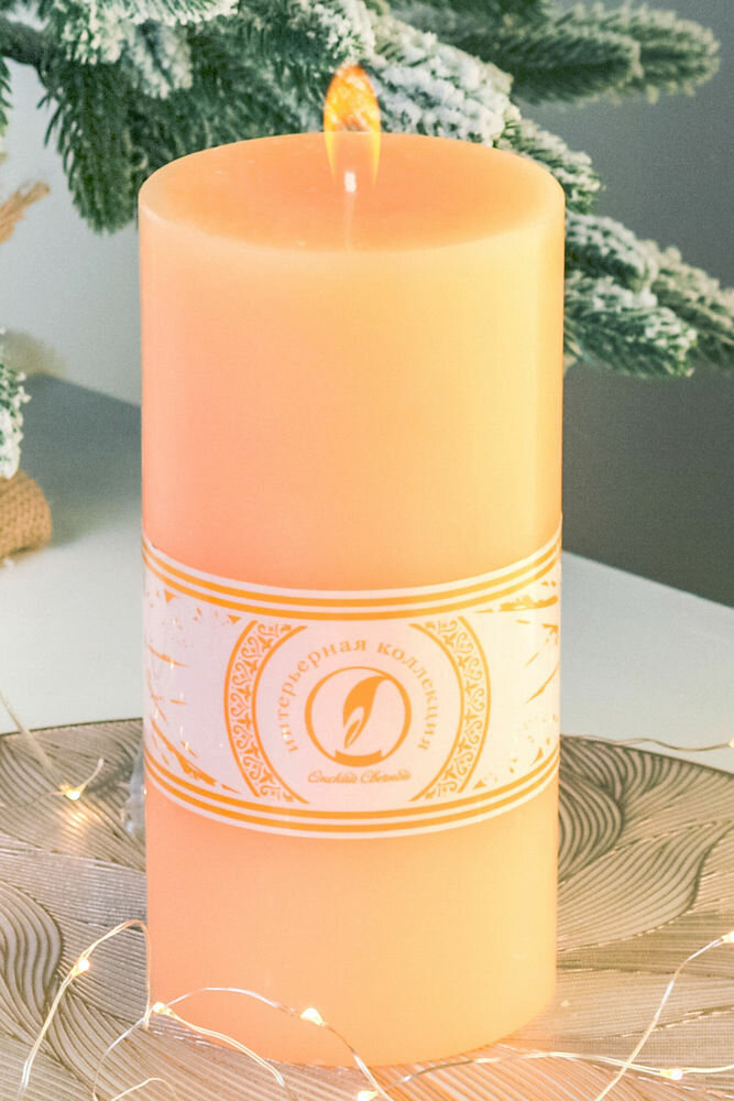 Свеча-столбик этернос классико, крем-брюле, 21х8 см, Омский Свечной 181624-свеча