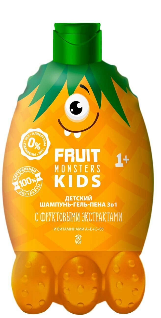 BIG Фрутомонстры Шампунь-гель-пена 3в1 Ананас 400 мл
