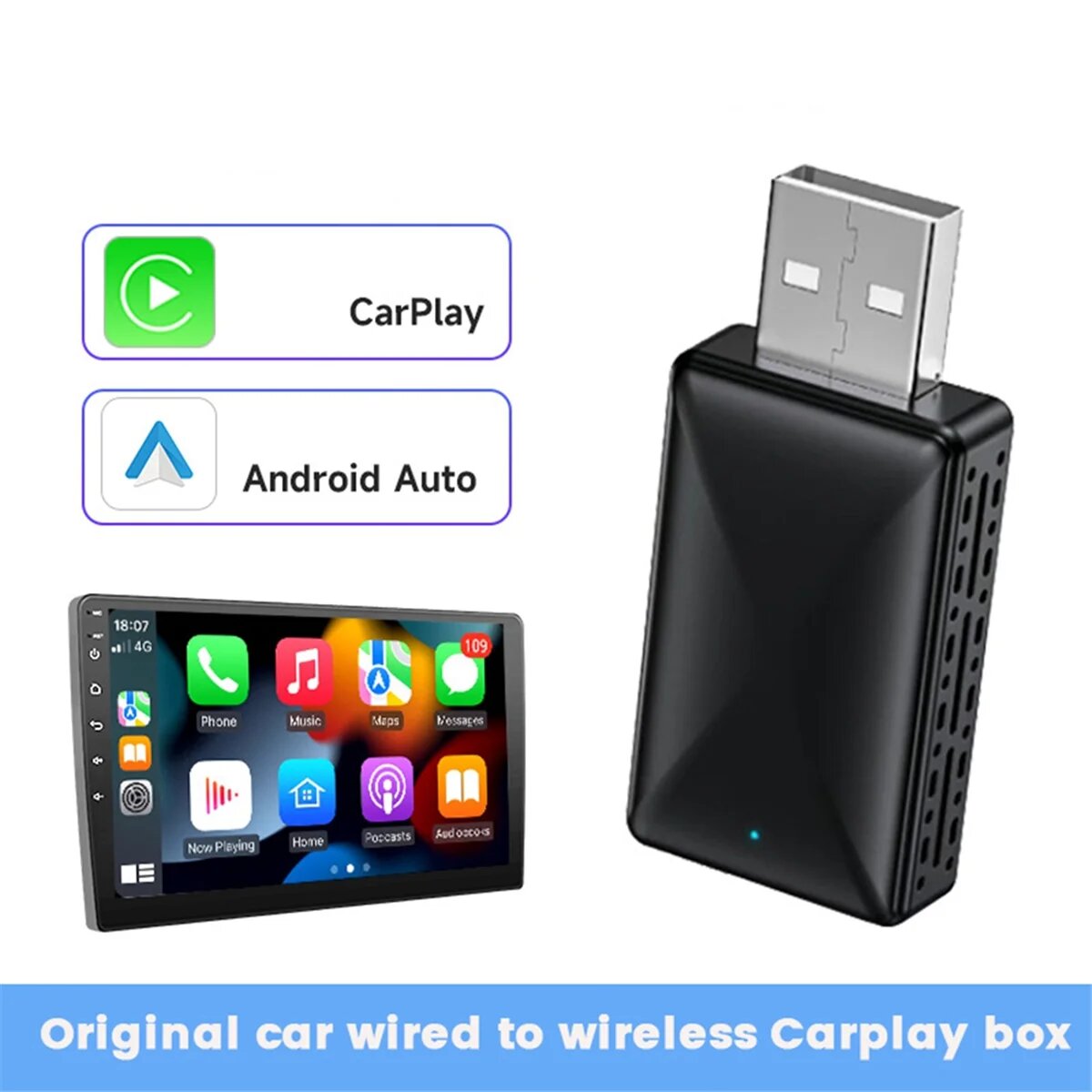 Новинка! 2 в 1, проводной к беспроводному адаптеру CarPlay, Android Auto TV Box, адаптер Mirrorlink Bluetooth 5.0 для автомобилей