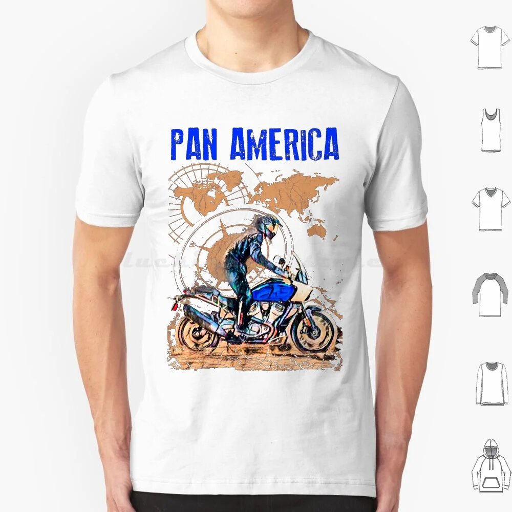 Футболка Pan America мотоцикл, белая, L