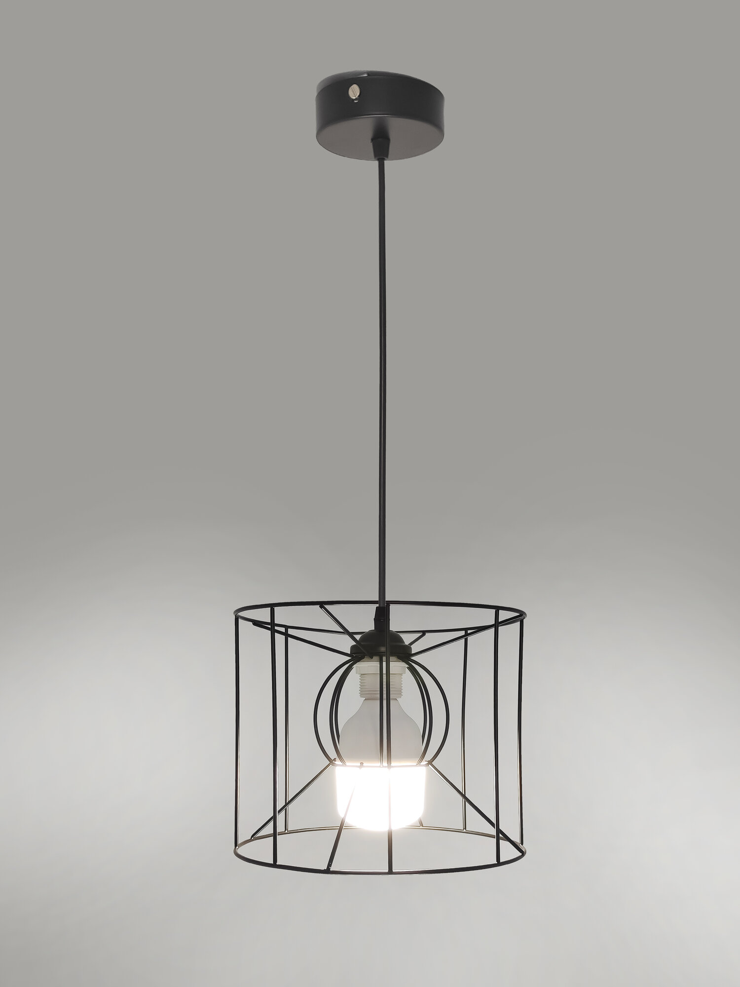 Люстра кухоннаяподвесная в стиле лофт, один плафон, метал, черная