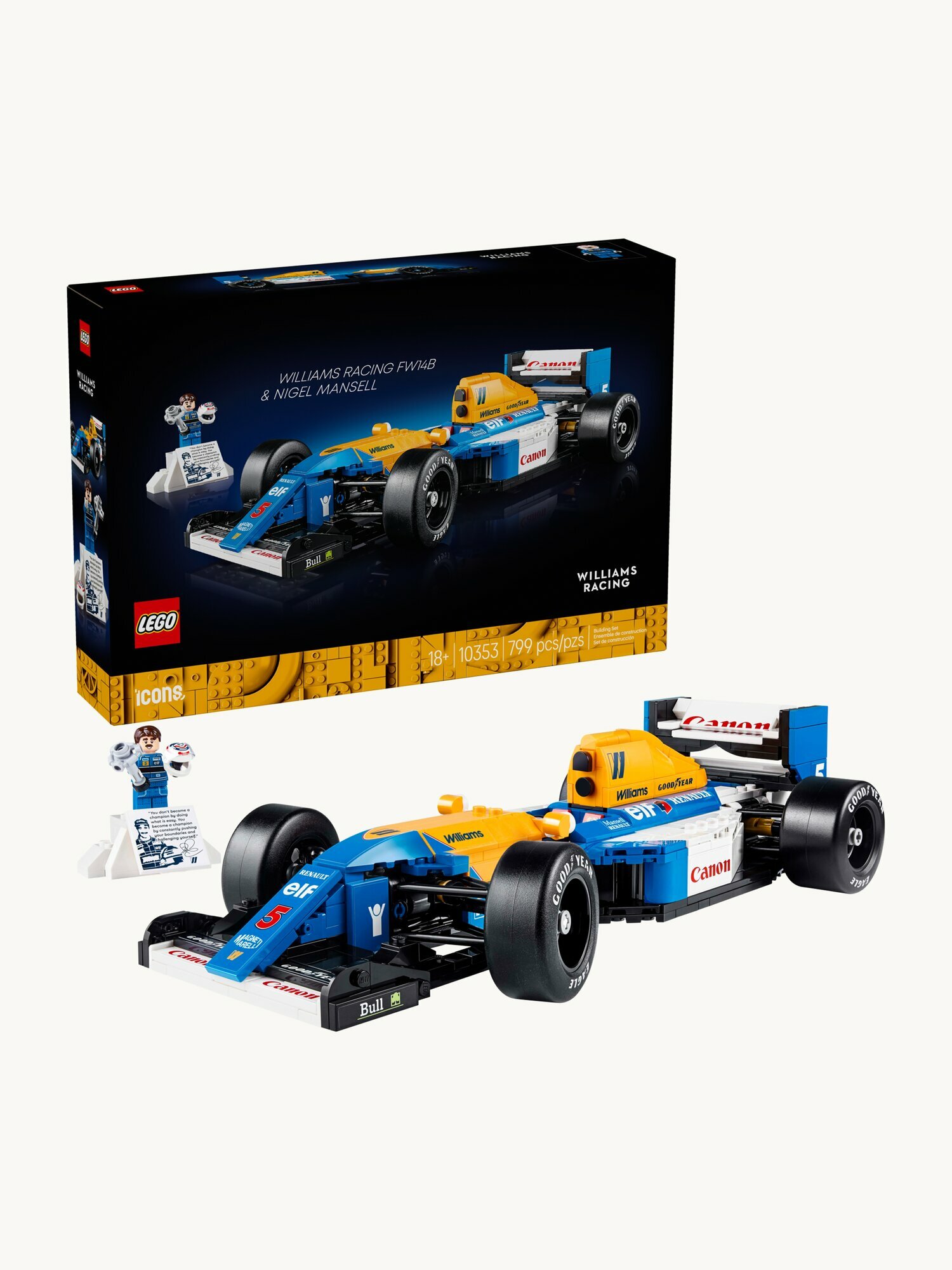Конструктор LEGO Коллекционные наборы 10353 Автомобиль Williams Racing FW14B и Найджел Мэнселл, 799 дет.