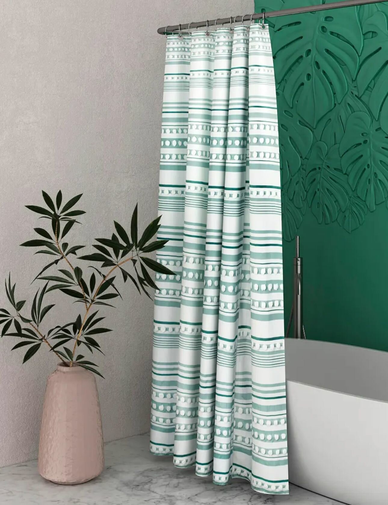 Штора для ванной 180x200 этна зеленый пэс
