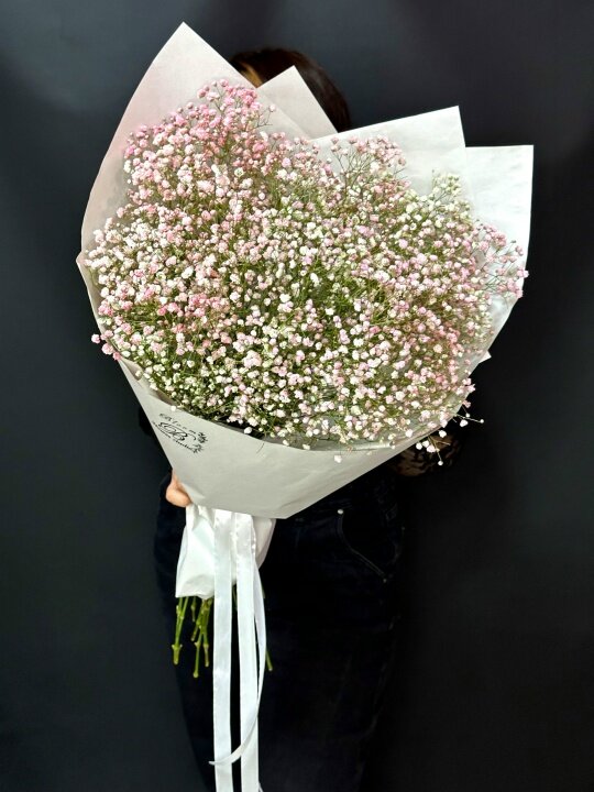 Букет Флорика, моно букет из белоснежной гипсофилы для подарка