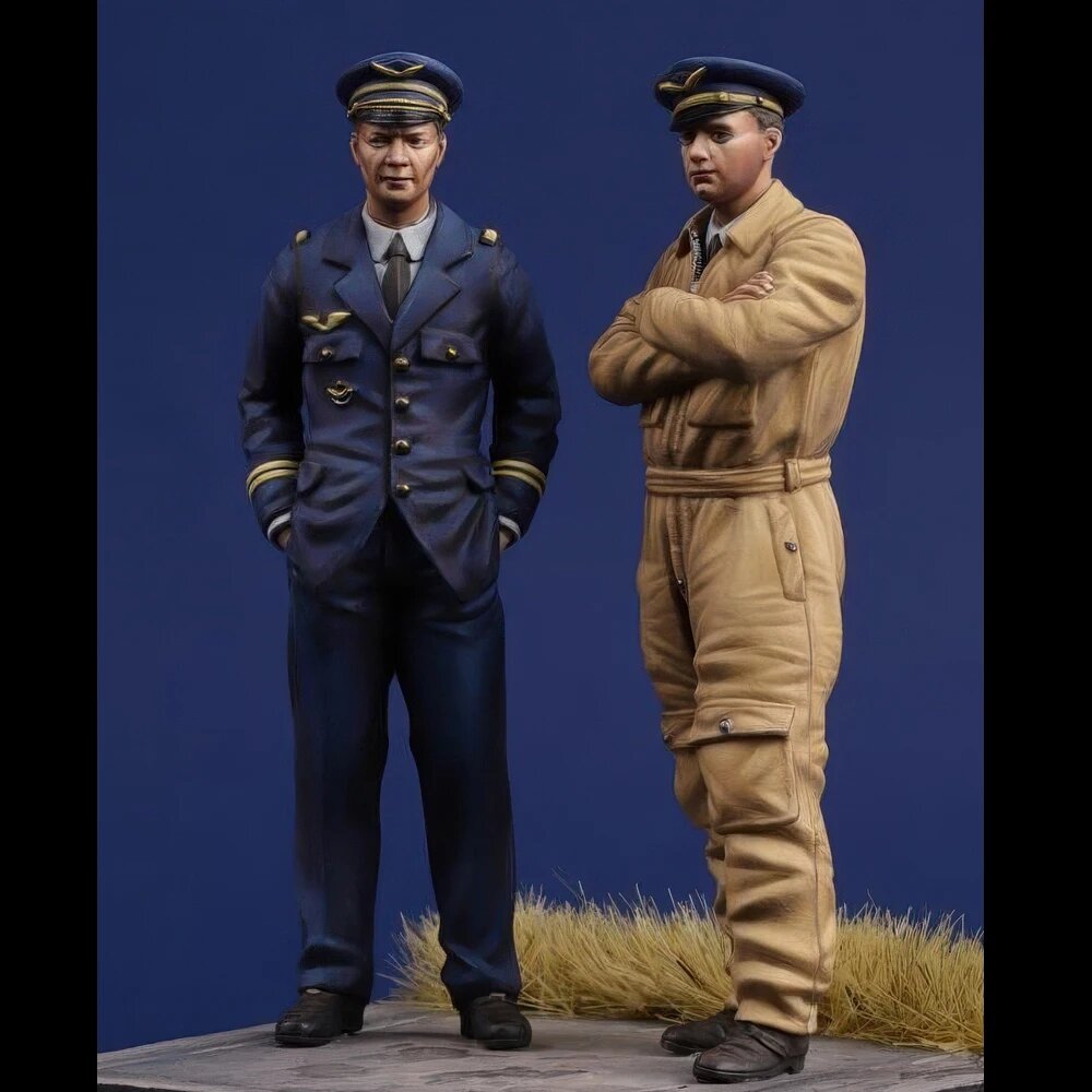 Фигурки французских пилотов ZKBOZK 1/32, 2 шт, резиновые, военная тематика