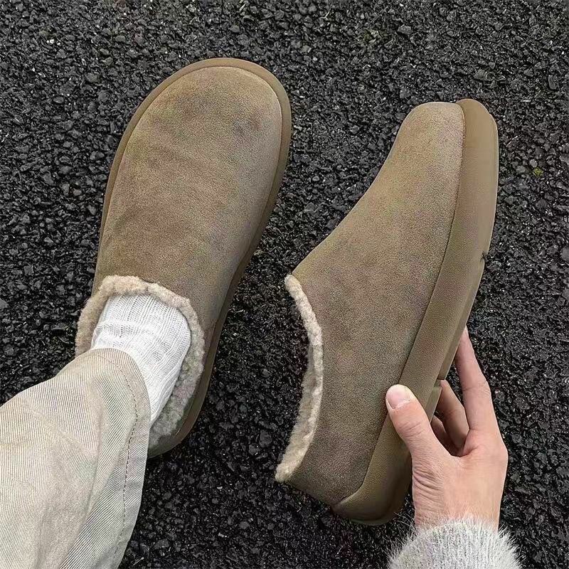 JYL Обувь мужская Зимняя для офиса Беркен старый стиль кожа/Cotton shoes - dark khaki color