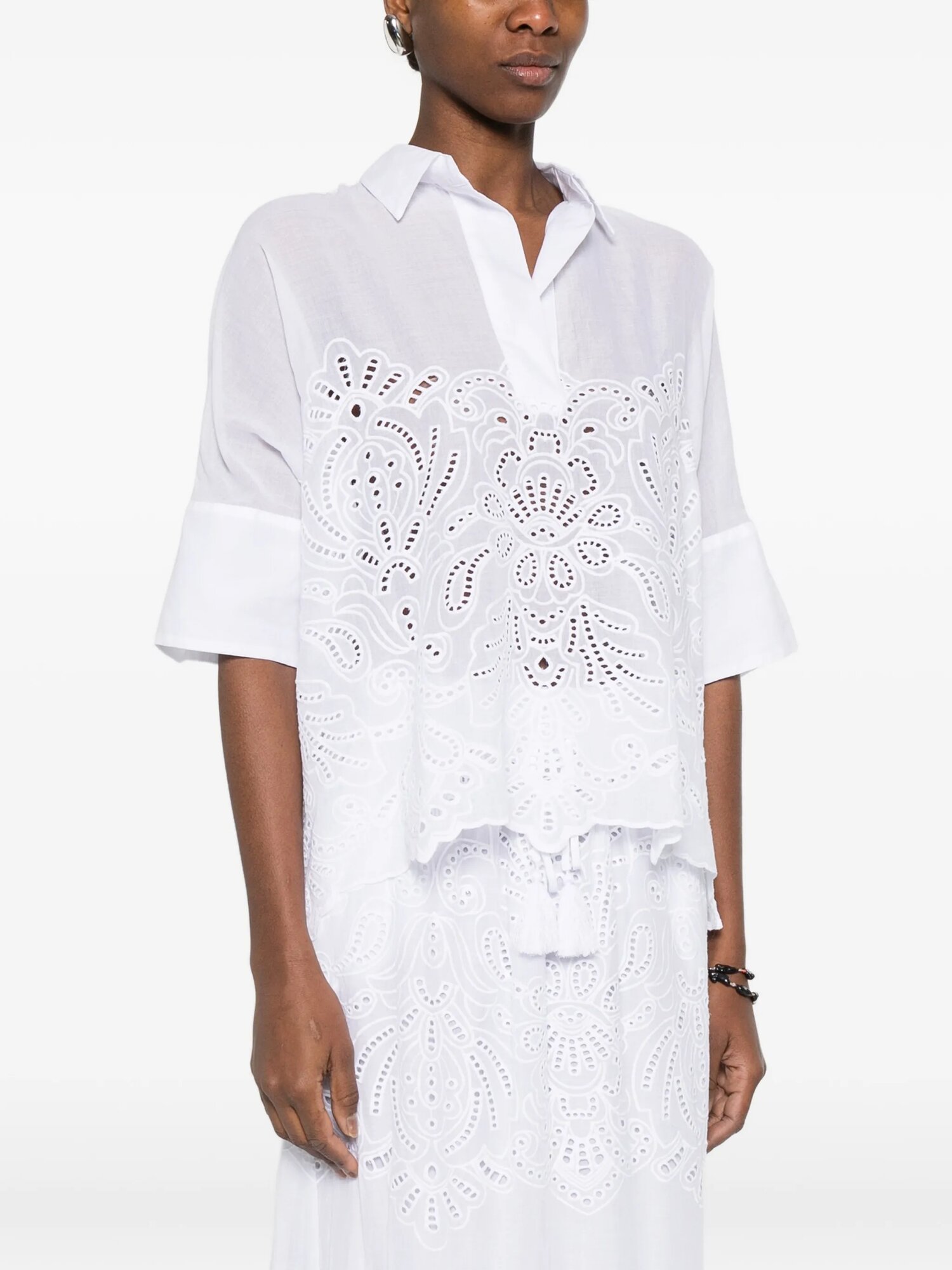 Блуза Ermanno Firenze Lace blouse, размер 40, white — фото 1