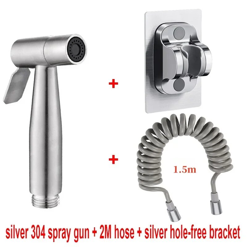 Ручной распылитель для биде Silver 304, 1.5м шланг, кронштейн