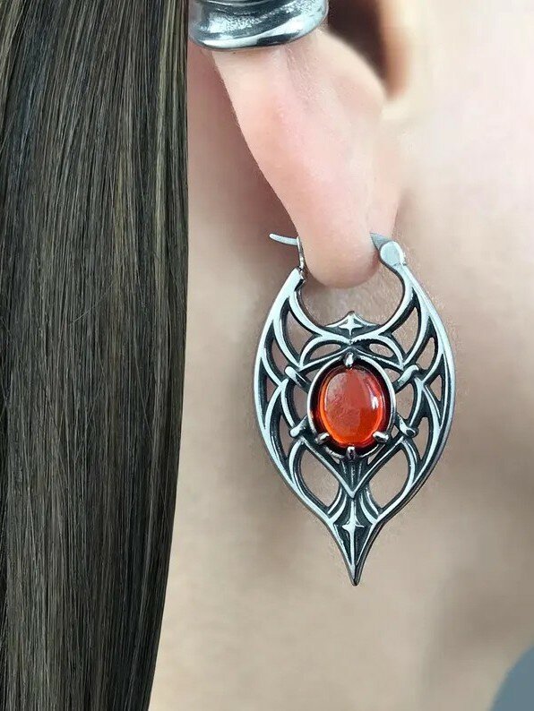 Серьги конго, славянский оберег, искусственный камень
