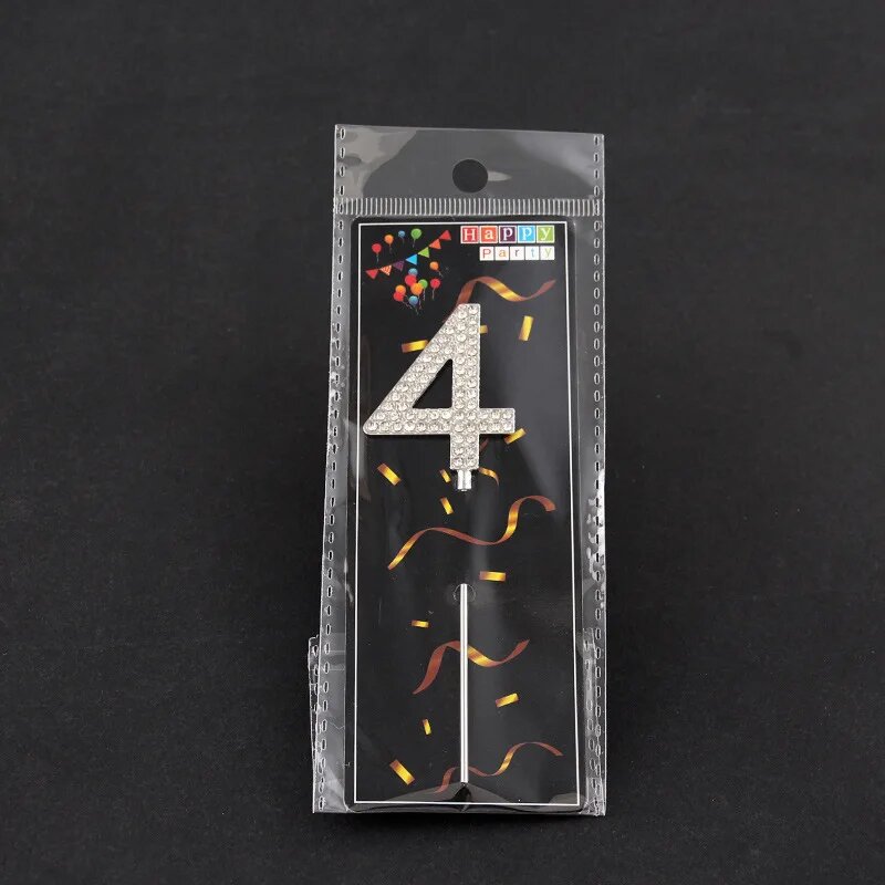 Свеча для торта "4" серебряная