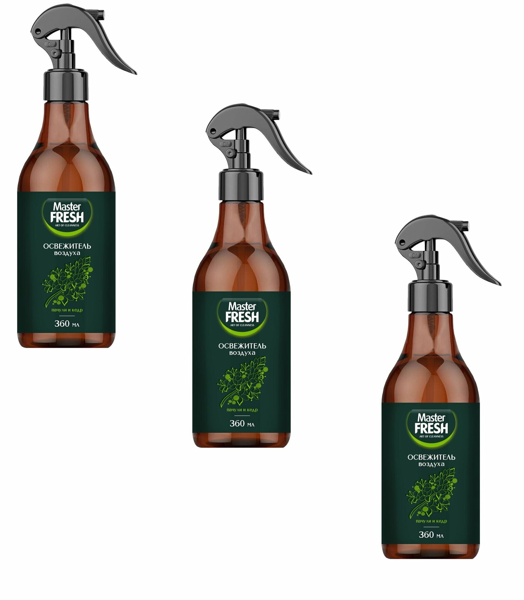 Аква-освежитель Master Fresh с ароматом пачули и кедр, 360 мл 3шт