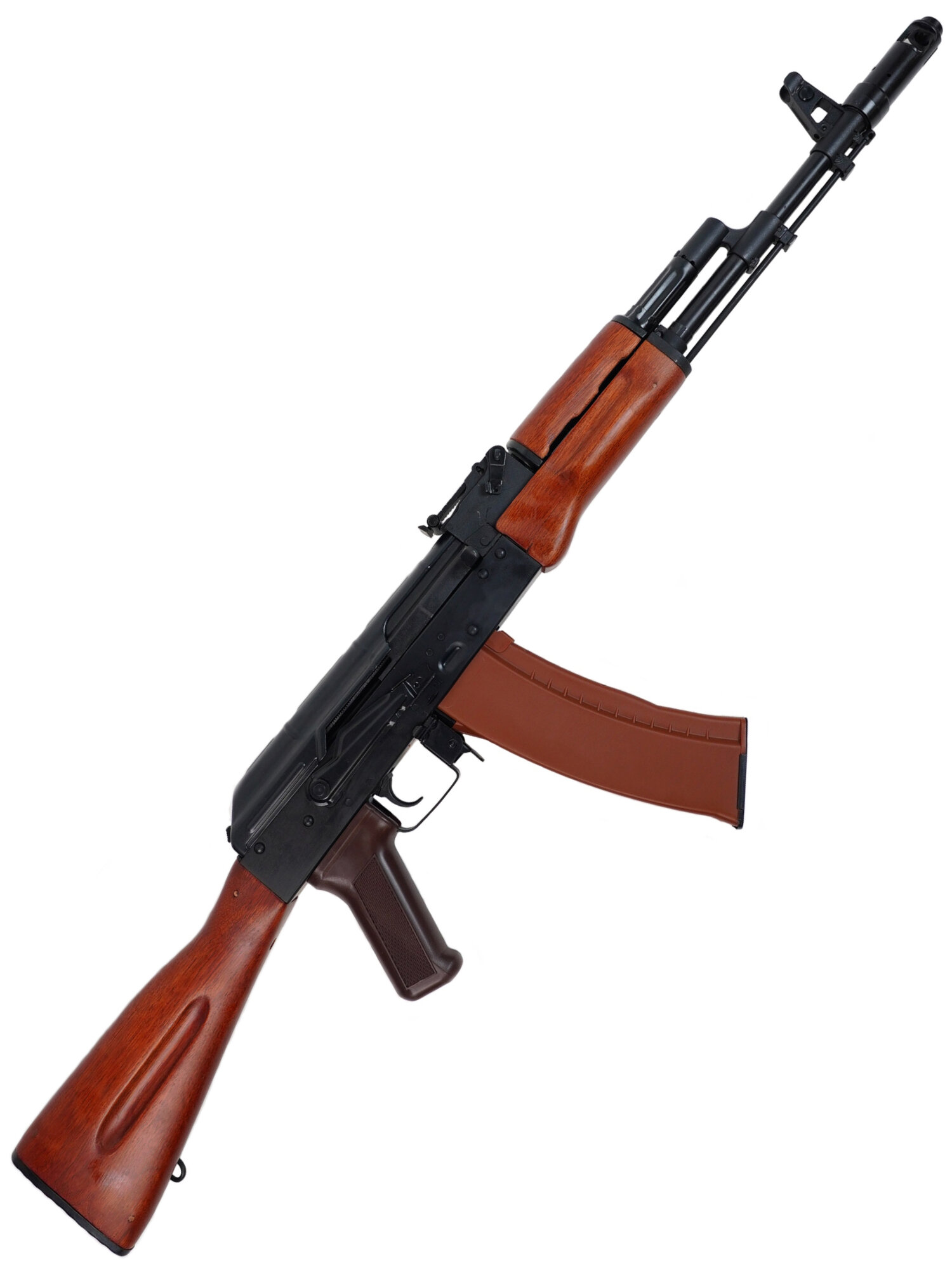 Страйкбольный автомат E&L ELAK74N (АК-74Н) AEG Essential Steel, дерево