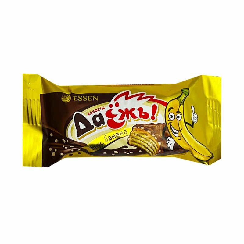 Конфеты вафельные Essen Даёжъ со вкусом банана, с карамелью и криспи, 3 кг