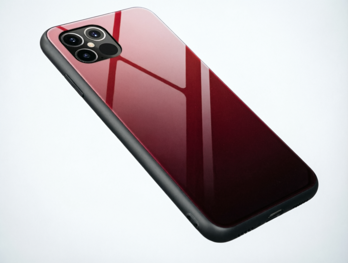 Чехол-бампер MyPads для iPhone 12 Pro Max из закаленного стекла с эффектом градиент зеркальный переливающийся красный