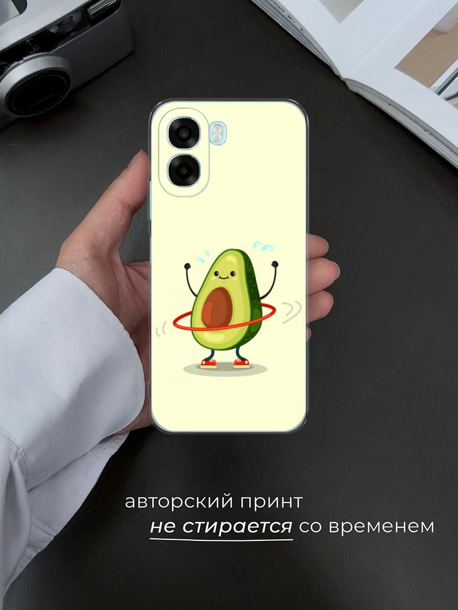 Силиконовый чехол на Oppo A6x / Оппо A6x с принтом Авокадо с обручем — фото 1