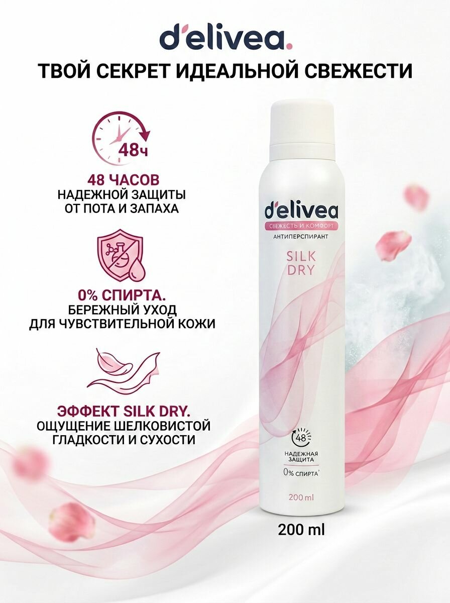 Антиперспирант Delivea Silk Dry аэрозоль 200мл