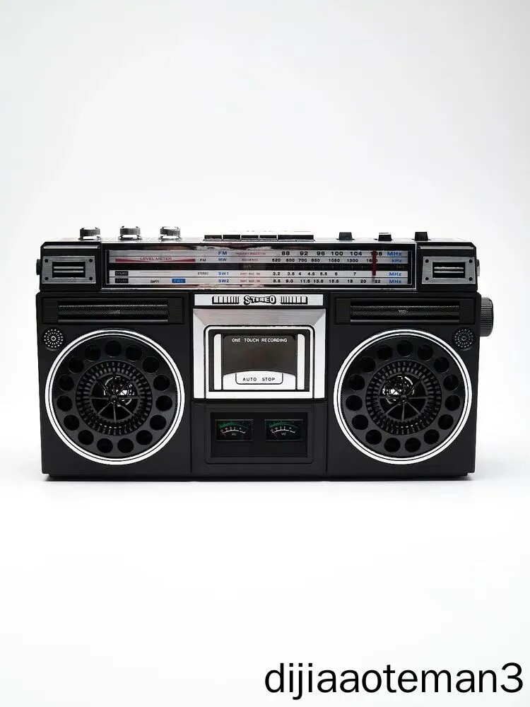 Магнитофон ретро, черный, Bluetooth, AM/FM/SM USB/TF, кассета — фото 1