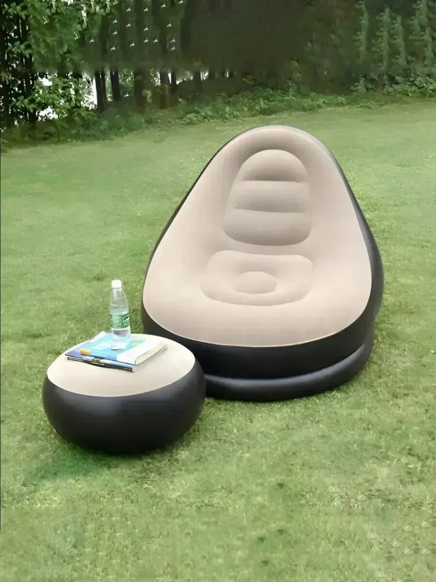 Надувное кресло с пуфом и насосом