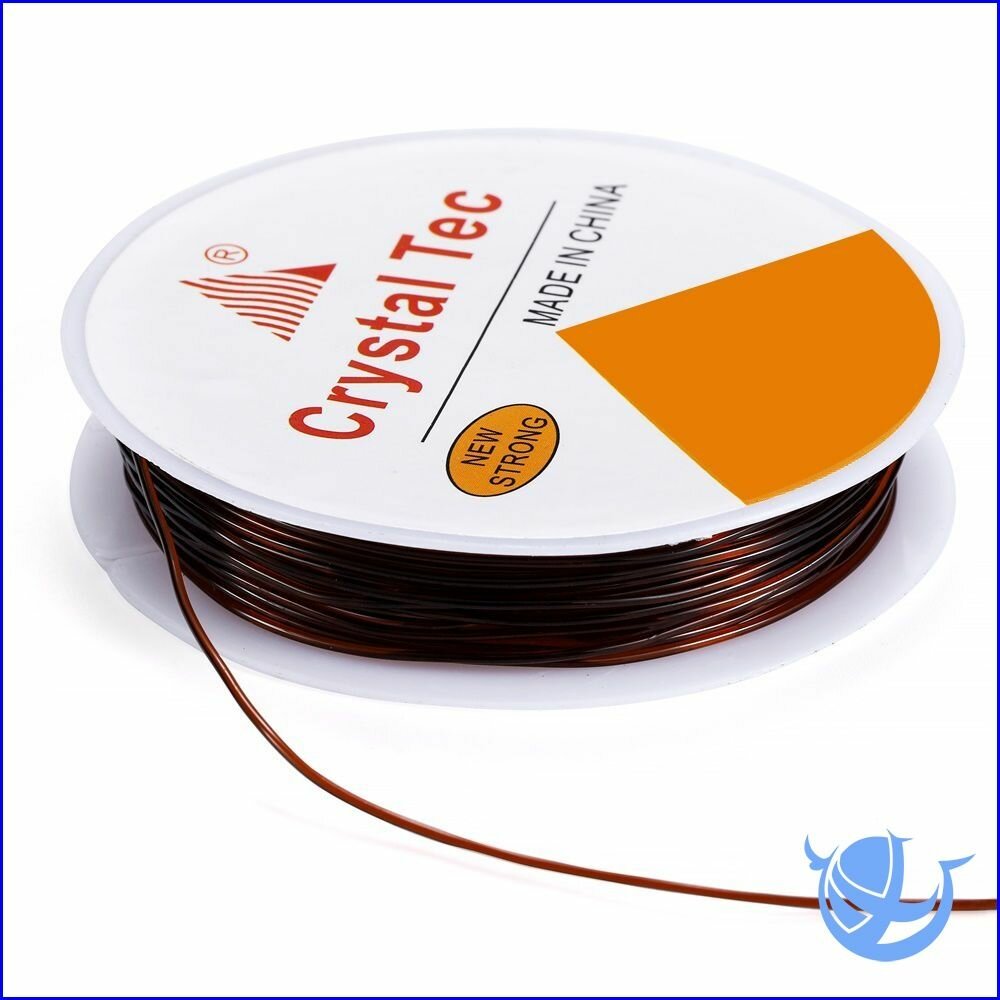 Нить резинка для браслетов прочная, леска для браслетов эластичная 0,6 мм, длина 1 катушки - 10 м, цвет коричневый-