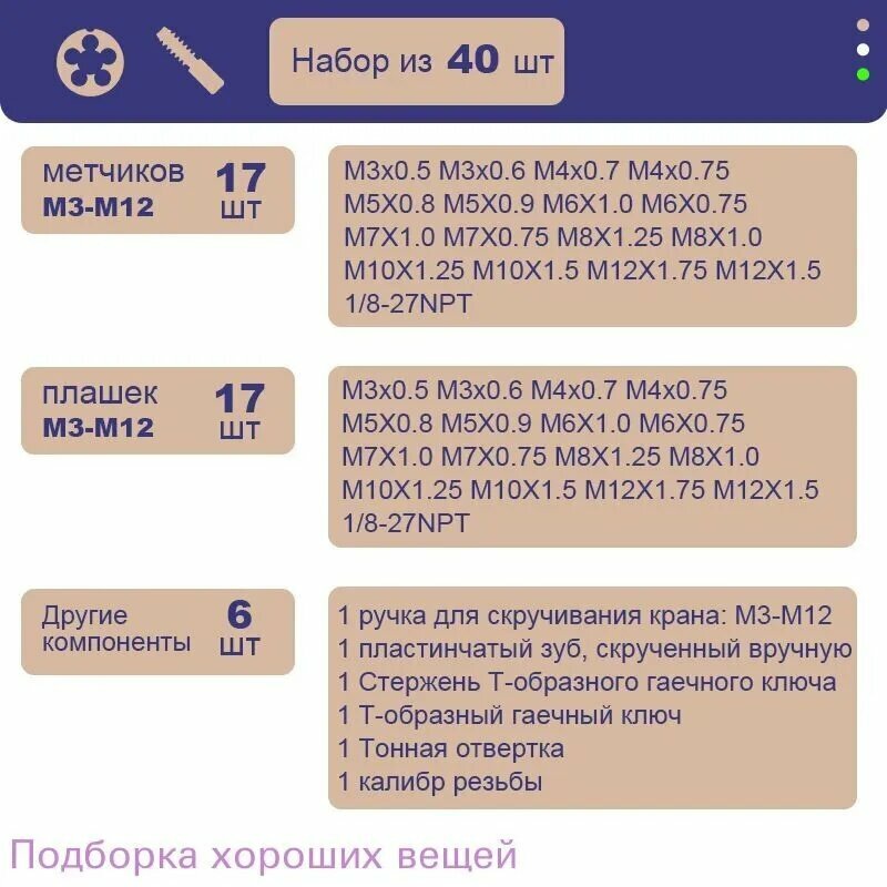 Набор метчиков и плашек — фото 1