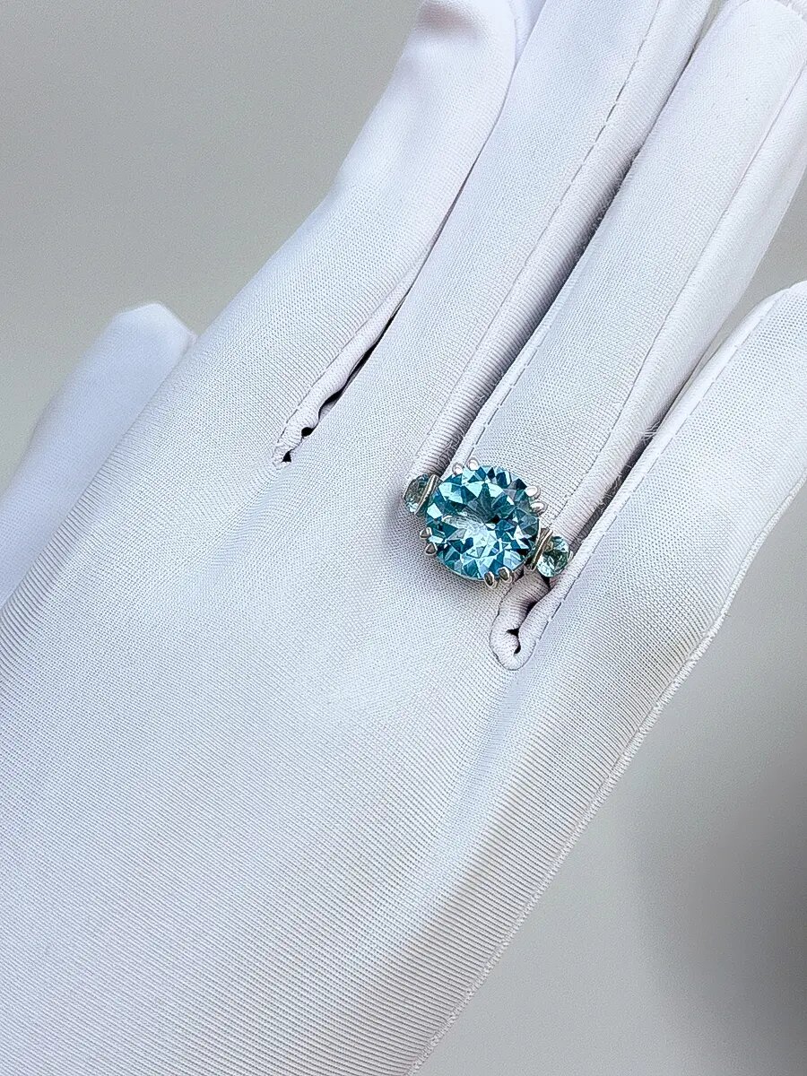 Кольцо, серебро, 925 проба, родирование, топаз