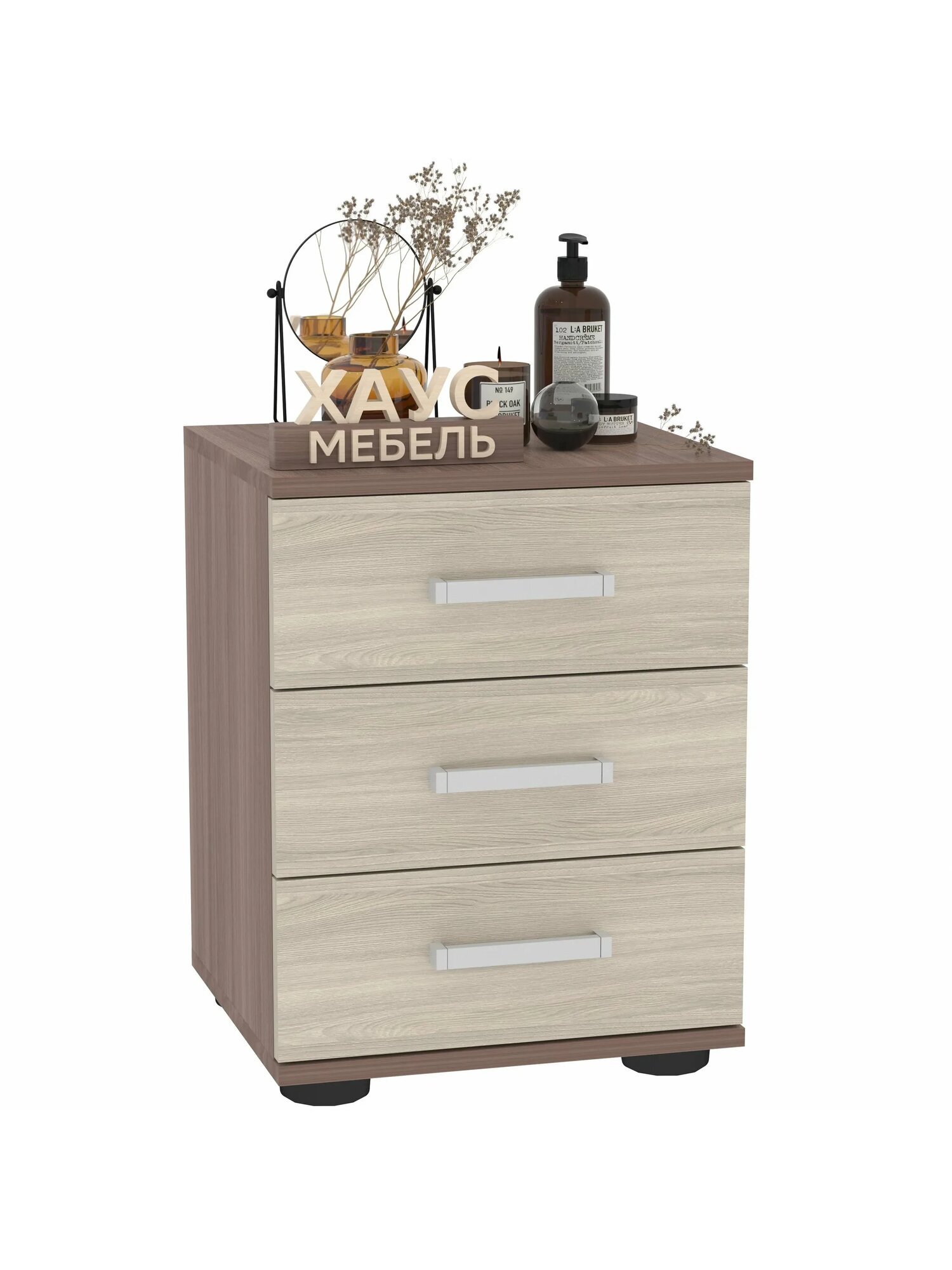 Тумба прикроватная №4, 40х40х46 см, ЛДСП - ясень тёмный/светлый