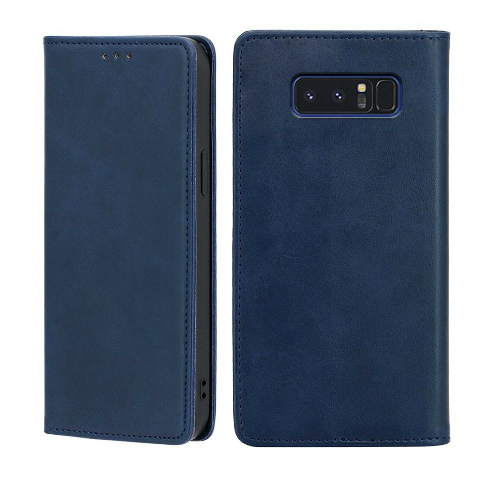 Чехол-книжка MyPads для Samsung Galaxy Note 8 из натуральной телячьей кожи с магнитным замком, синий