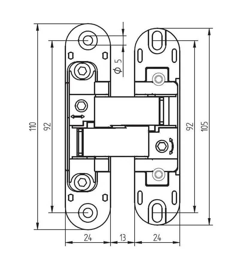 Петля для двери MORELLI HH-4 PG цвет - золото Скрытая петля для межкомнатных дверей, Италия — фото 1
