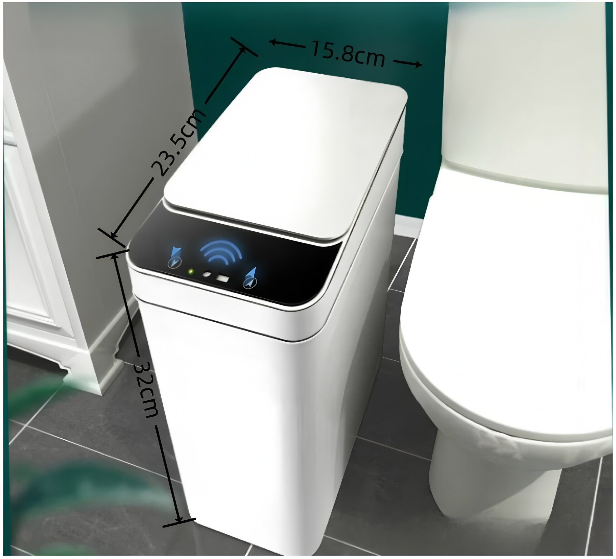 Мусорное ведро, сенсорное, индукционное, подвесное, пластик, 10л, белое