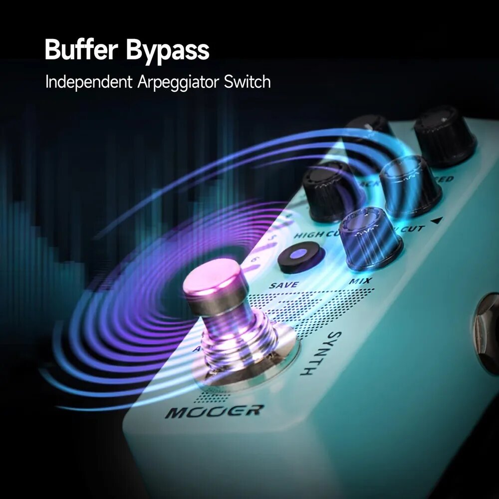 MOOER E7 - гитарный процессор эффектов, карманный синтезатор, 7 типов тонов, металлический корпус, бирюзовый — фото 1
