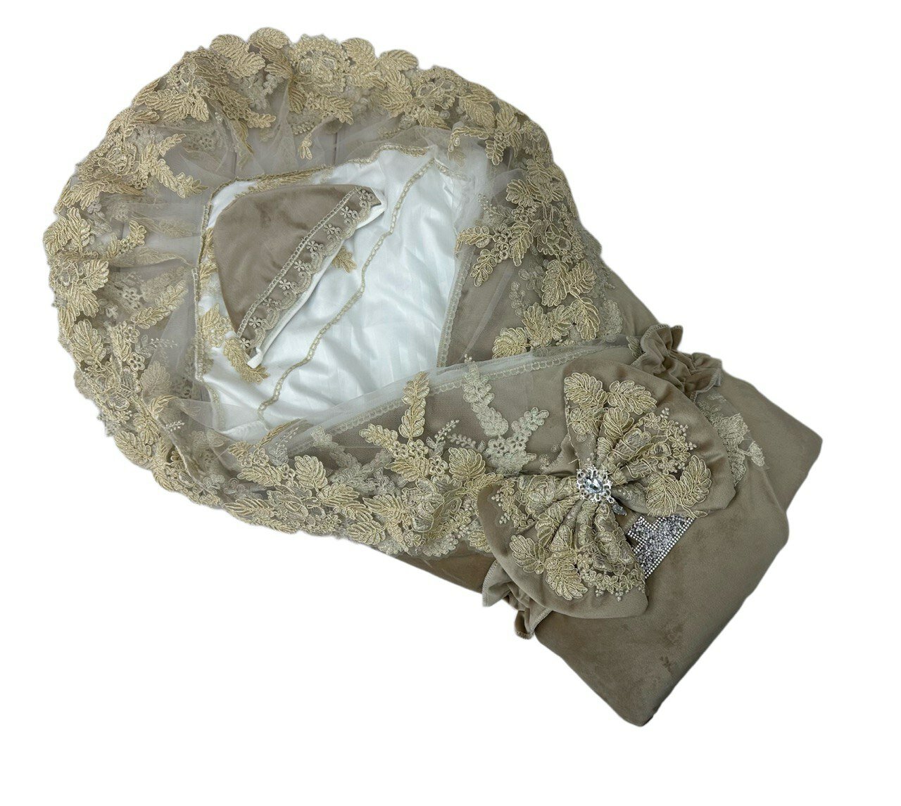 Конверт для новорожденного комплект бархат люкс на выписку капучино