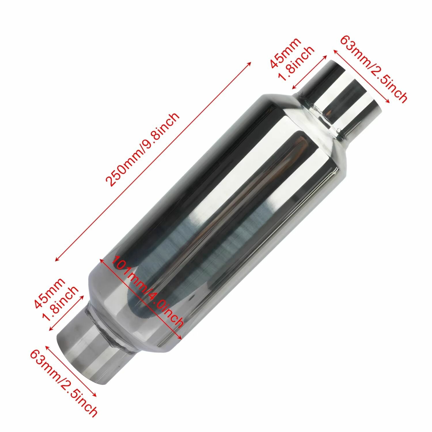 Система труб глушителя из нержавеющей стали, серебристая, 51 мм, 57 мм, 63 мм, 76 мм, для автомобилей общего назначения, усовершенствованная с увеличенным звуком