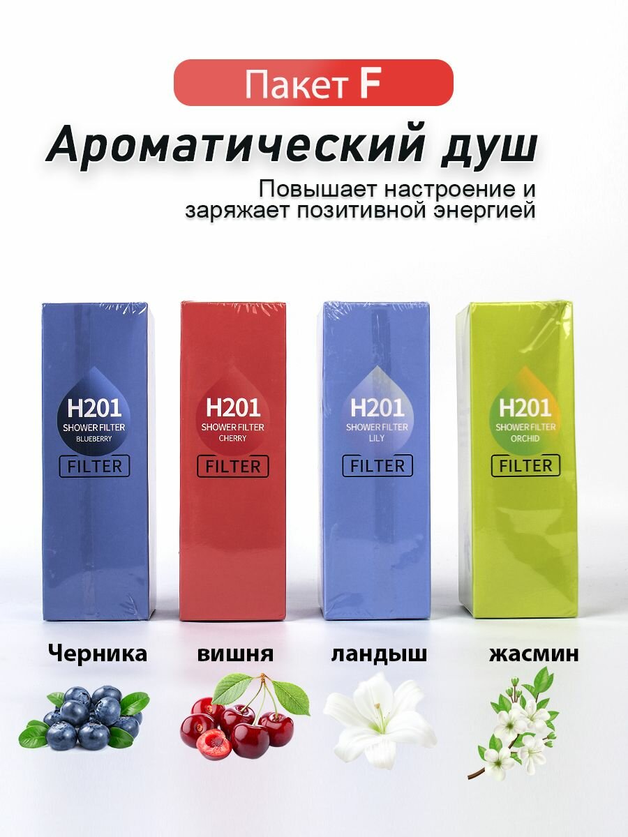 4шт. Набор очищающих ароматизированных фильтров для душа